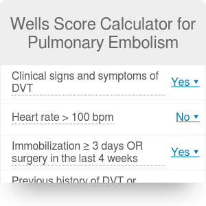 Wells Score Calculator for Pulmonary Embolism - Omni