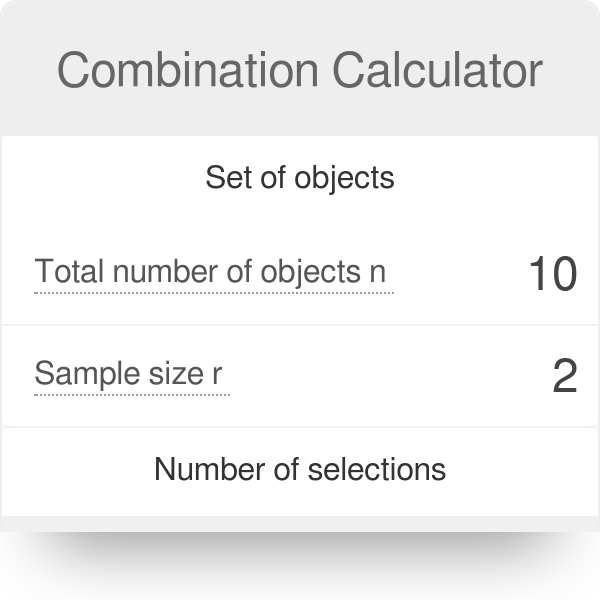 Online combinations calculator store