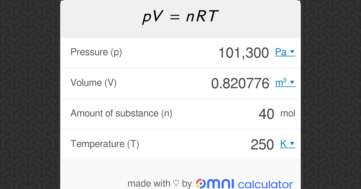 Ideal Gas Law Calculator - Omni