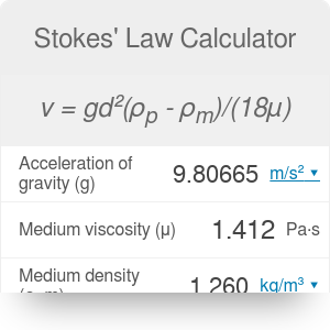 Stokes' Law Calculator